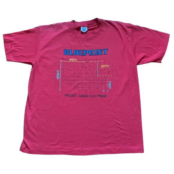 adidas | Shirts | Adidas Trefoil Logo Blueprint Grid Projection | Poshmark